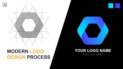 How To Design A Simple Modern Logo In Polygon | Adobe Illustrator Tutorial - Design